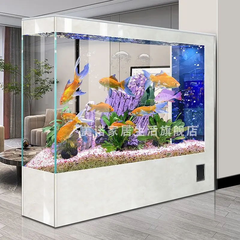 Super-White-Glass-Household-Fish-Tank-Household-Full-Automatic-Set-of ...