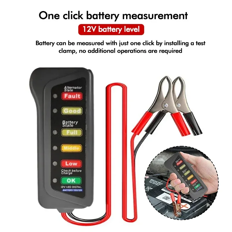 Battery Tester Automobile Motorcycle Battery Testers ABS Red Yellow ...