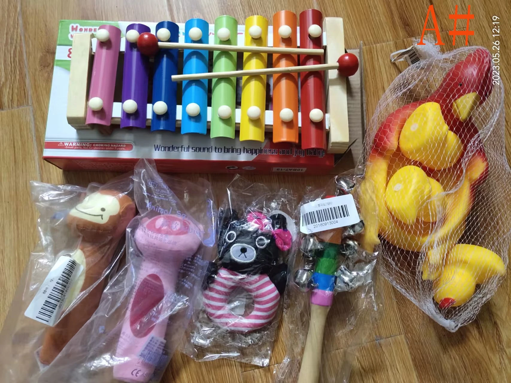 Wholesale Sale For Kids Baby Children Wood DIY Toy Bell Stacker knocks