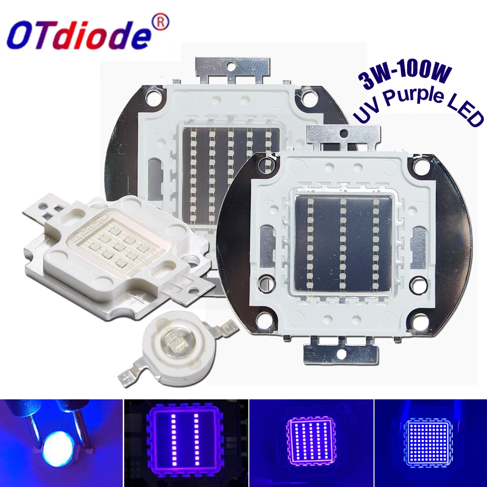 UV LED 3W 5W 10W 20W 30W 50W 100W High Power Light UV Purple LED 365nm ...