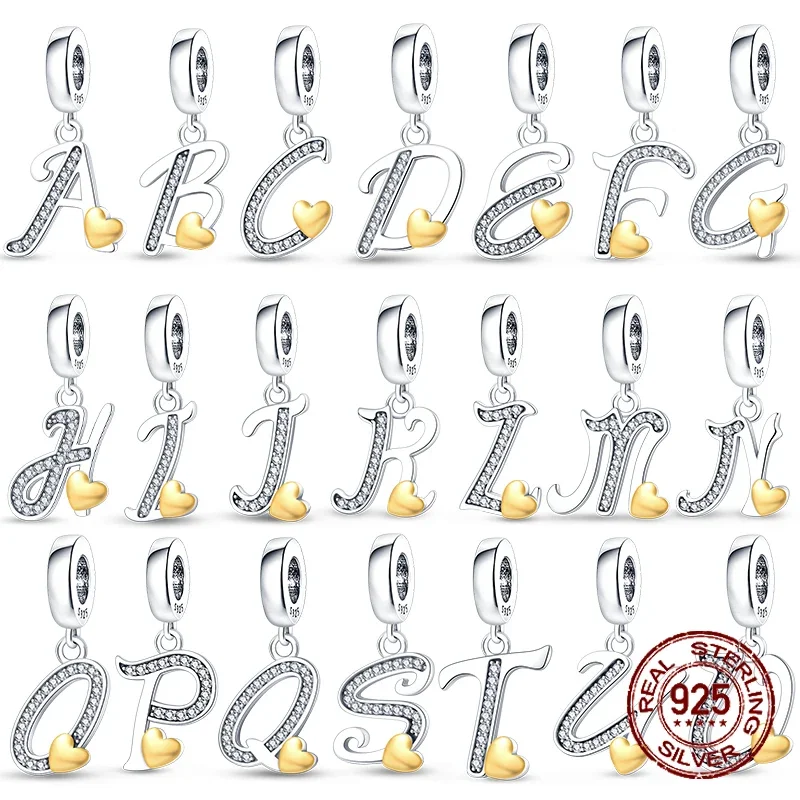 925-Silver-Letter-A-Z-Alphabet-Charm-Name-Beads-Fit-Original-Pandora ...