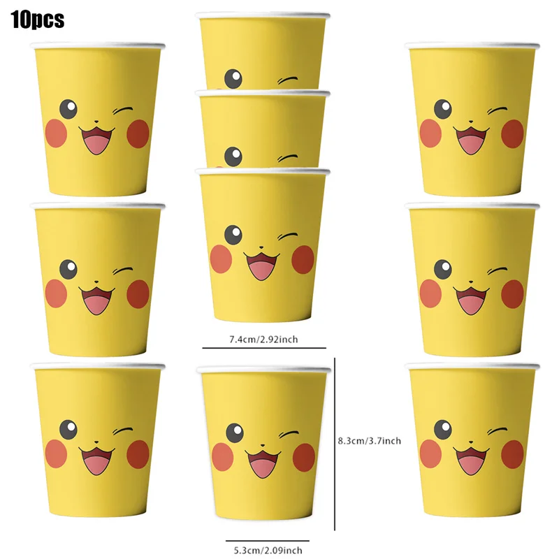 New Birthday Party Decorations Kits Pikachu Theme Paper Plates Napkins ...