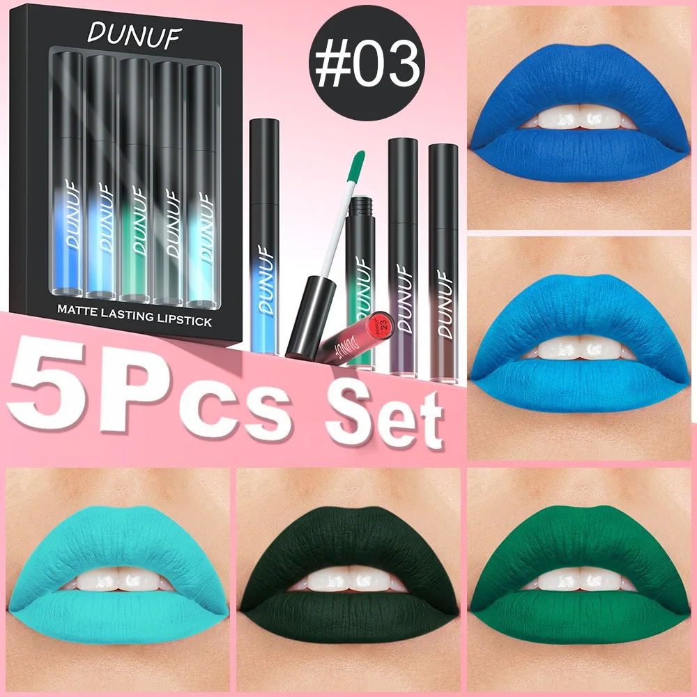 Juego-de-pintalabios-l-quido-azul-y-verde-5-piezas-pigmento-facial-de ...