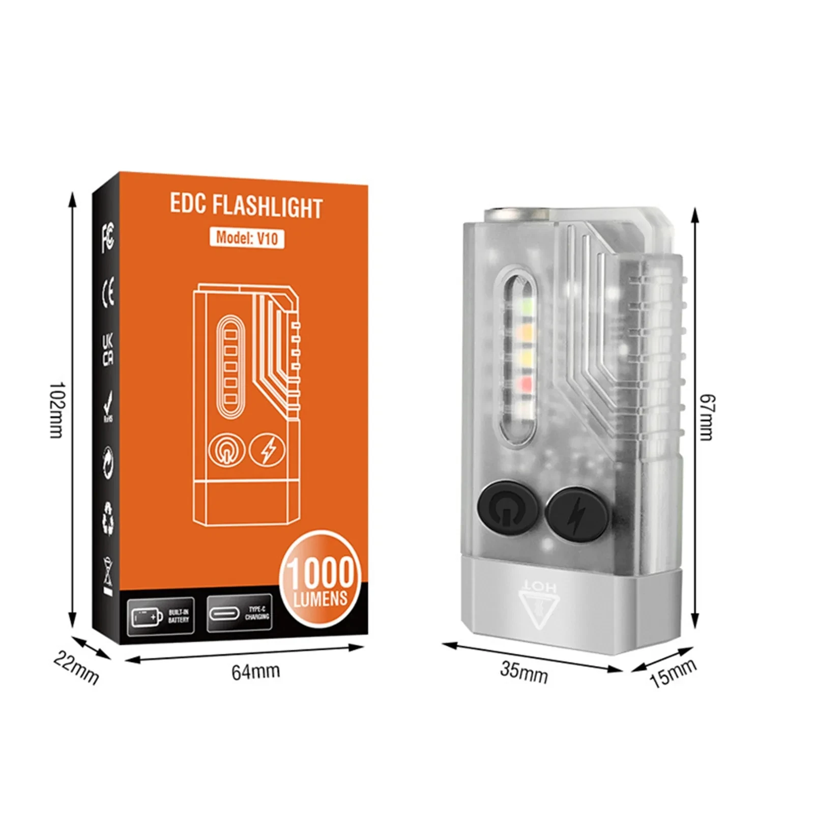 Mini-V10-EDC-Keychain-Flashlight-USB-Rechargeable-Light-For-Camping ...