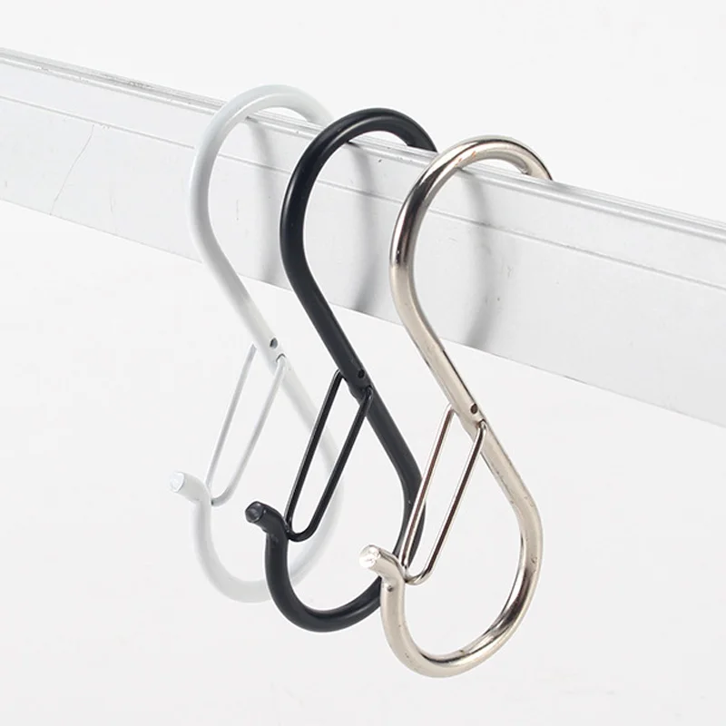 200Pcs-Lot-Metal-S-Shaped-Hanger-Hook-With-Safety-Buckle-Design-Hanging ...