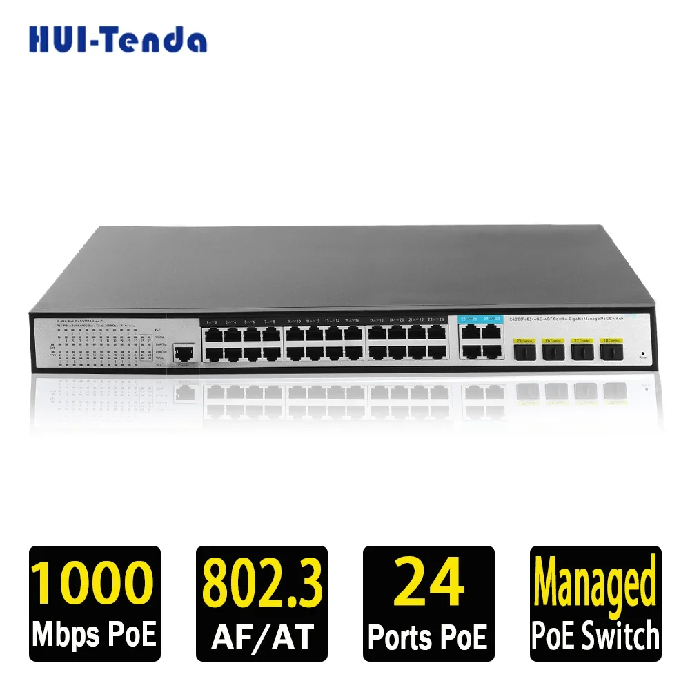 HUI-Tenda-Managed-Gigabit-POE-Switch-24-Ports-SFP-VLAN-STP-QOS-1000Mbps ...