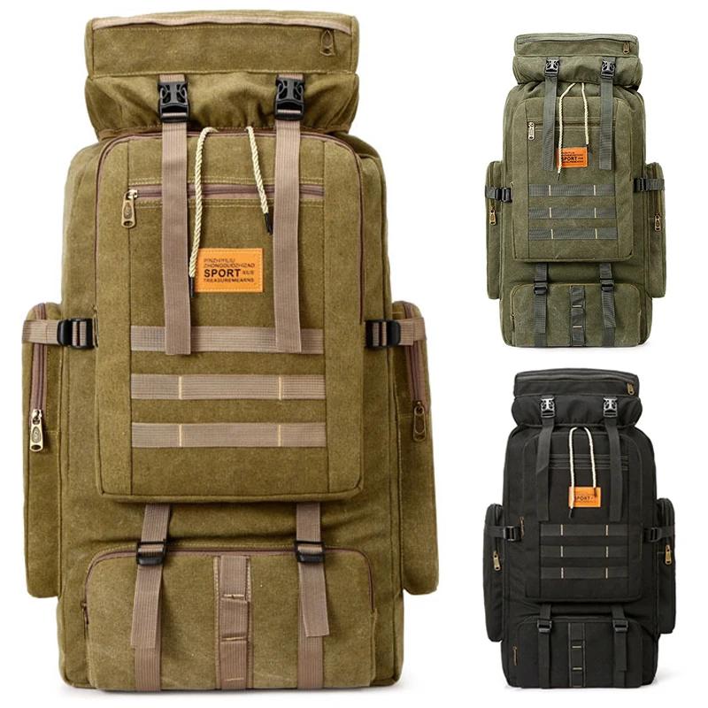 70L Backpack Tactical Military Outdoor Camping Hiking Men Canvas Travel ...