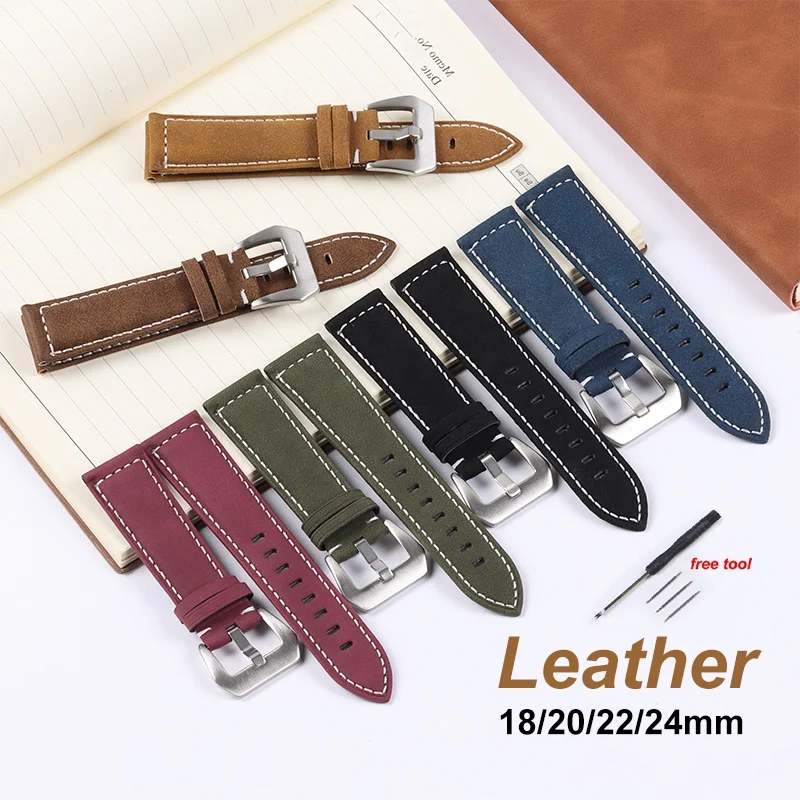 Genuine-Leather-Watch-Strap-18mm-20mm-22mm-24mm-Cowhide-Leather-Watch ...
