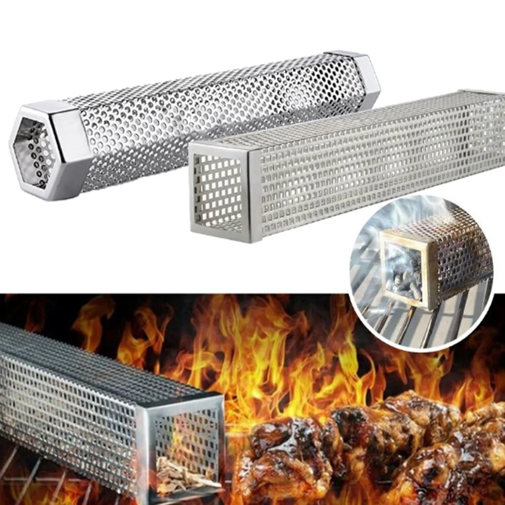 12 Inch BBQ Smoke Tube Stainless Steel Charcoal Pellet Grill Smoker ...