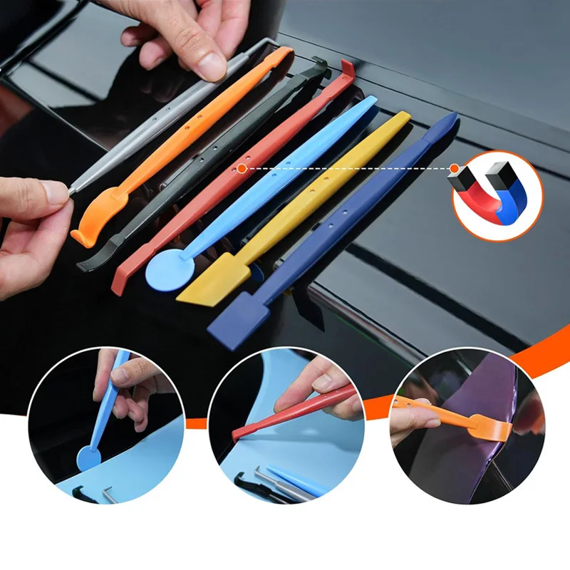 Car Wrap Kit 7 in 1 Vinyl Wrap Tools Flexible Magnetic Stick Corner ...
