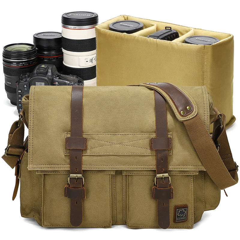 Men-s-Canvas-Camera-Bag-Leather-DSLR-SLR-Camera-Case-Vintage-Camera ...