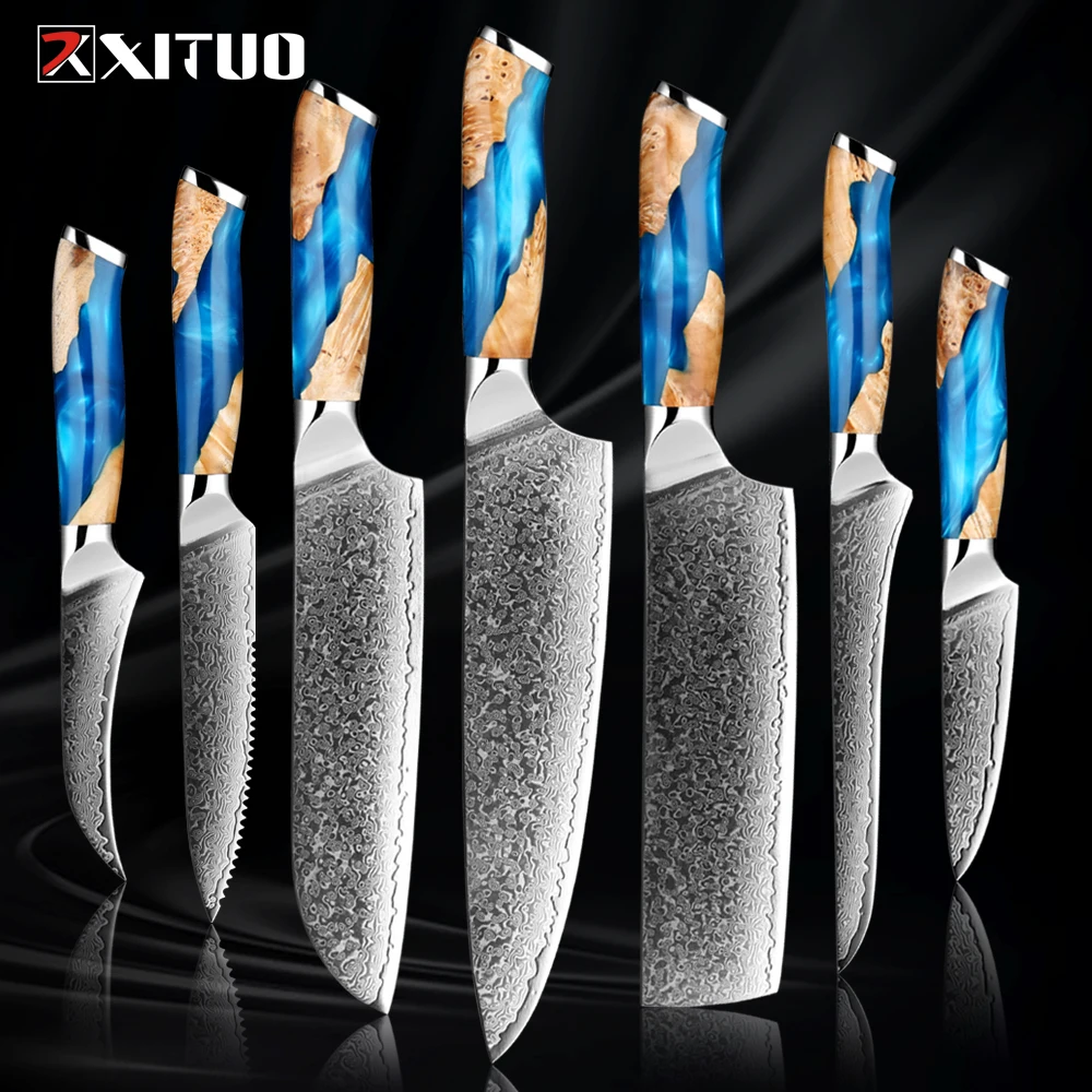 XITUO Damascus knives Set include Chef Knife, Santoku Knife,Boning ...