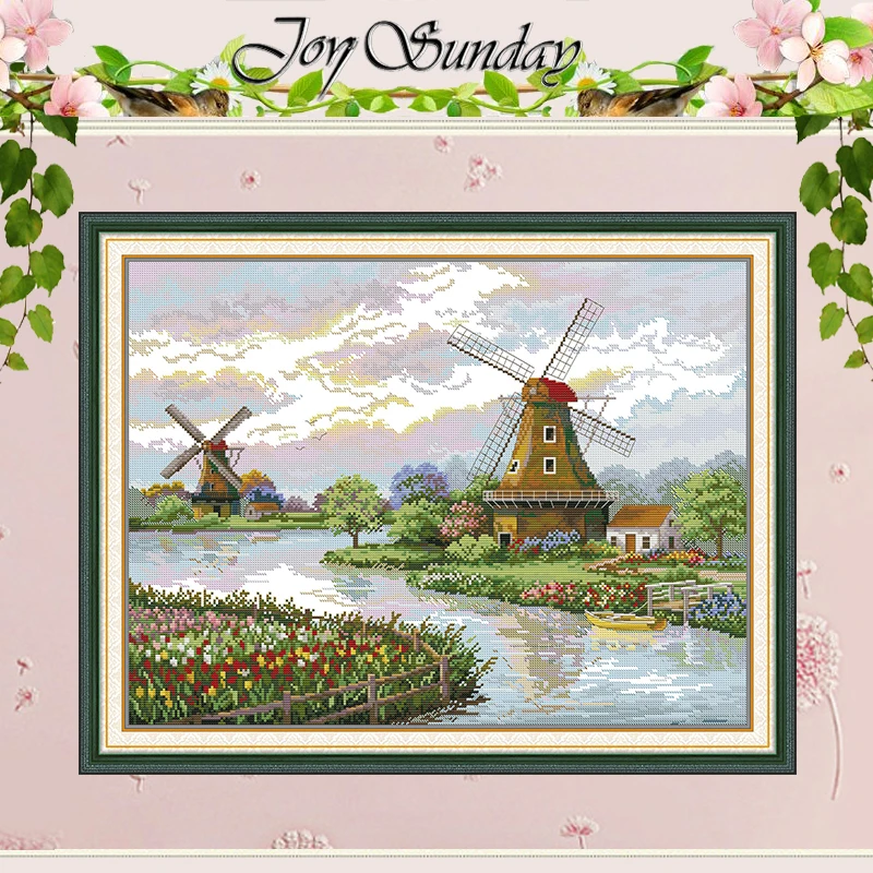 Joy-Sunday-Dutch-Windmills-Patterns-Counted-DIY-11CT-14CT-16CT-Stamped ...