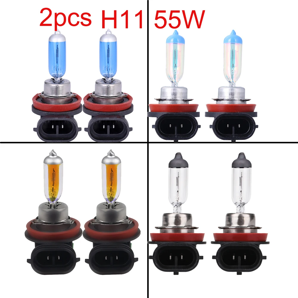 2pcs-H11-55W-Super-White-Halogen-Bulb-Fog-Lights-4300K-12V-Rainbow-Blue ...
