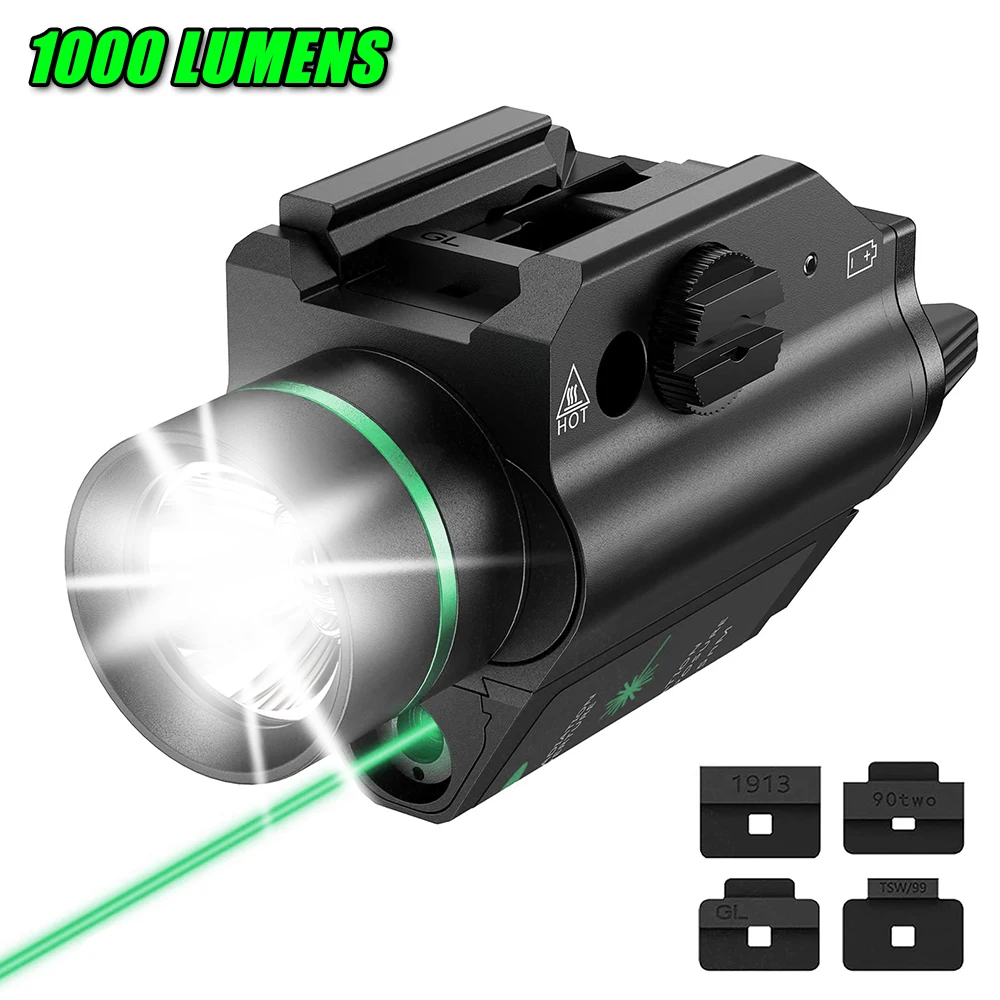 1000-Lumens-Pistol-Flashlight-Pistol-Laser-Light-Combo-Weapon-Light-Gun ...