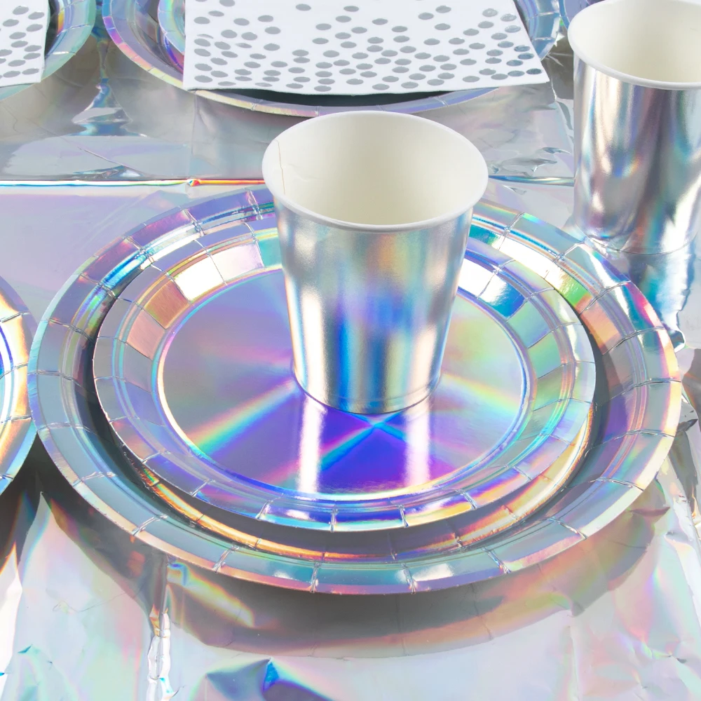Laser-Disposable-Tableware-Silver-Color-Paper-Cups-Paper-Plates ...