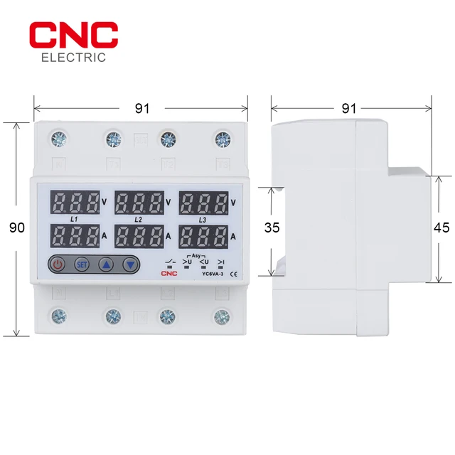 Cnc Din 3 Fázis Feszültség Relé 3P+N Voltmérő Ampermérő A Monitor ...
