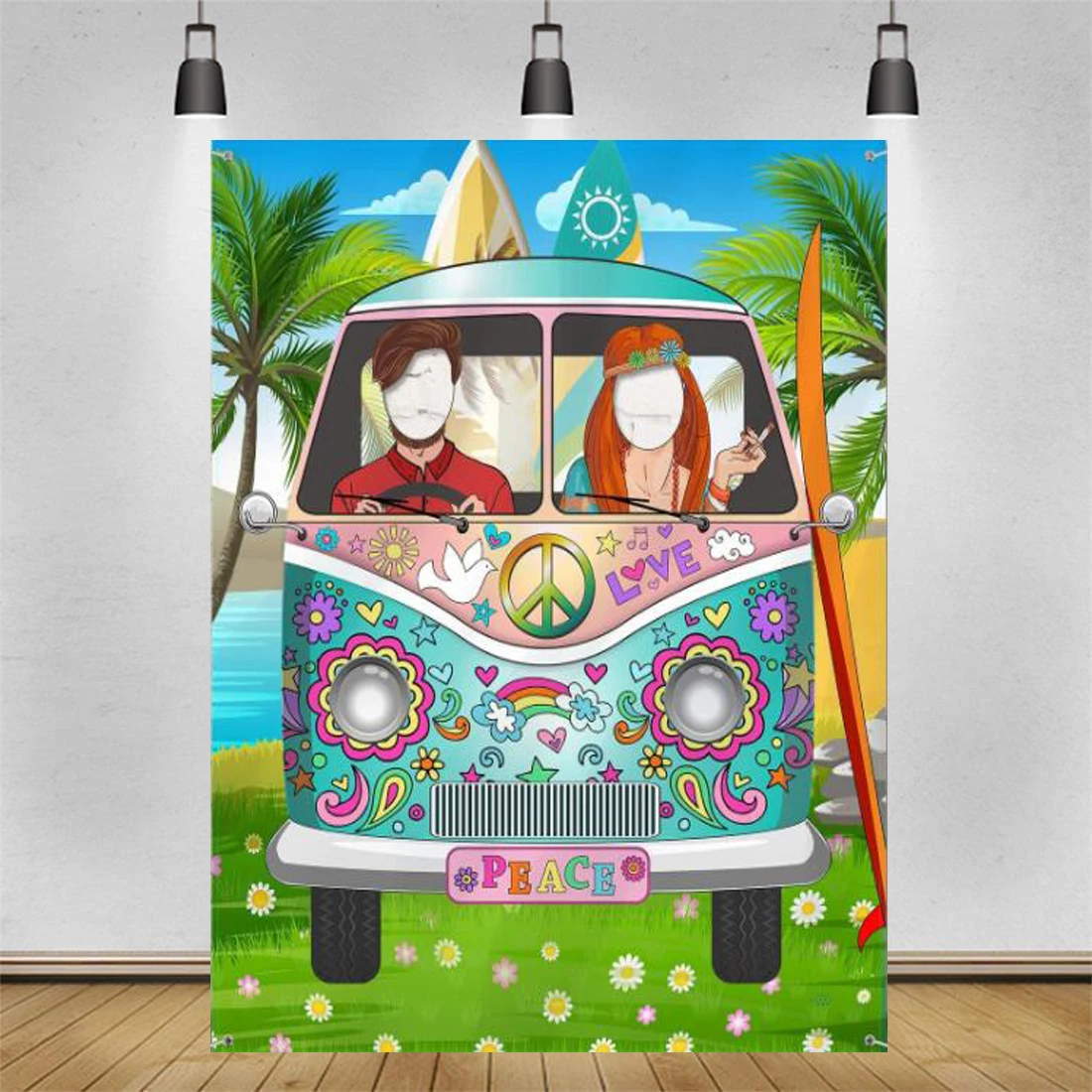 Hippie-Bus-Photography-Backdrop-Photo-Door-Banner-Background-Funny ...