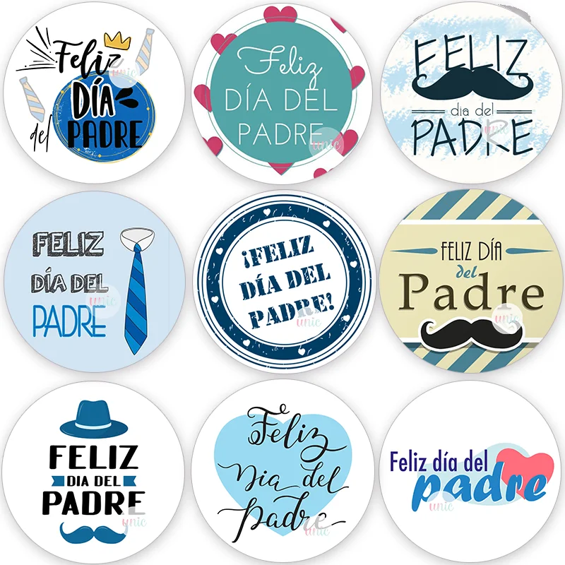 Happy Father's Day Decor Sticker Labels Feliz Día Del Padre Español ...