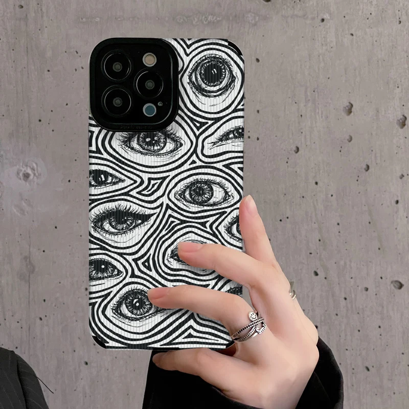 Fashion-Spooky-Horror-Dense-Eyes-Pattern-Phone-Case-For-iPhone-15-14-13 ...