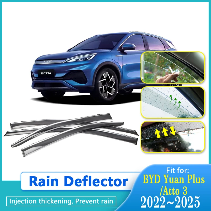 Rain Deflectors For BYD Yuan Plus Atto 3 2022 2023 2024 2025 Window ...