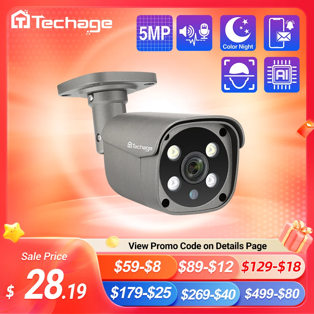 Techage-H-265-5MP-4K-Security-POE-IP-Camera-Human-Detection-Outdoor-Two ...