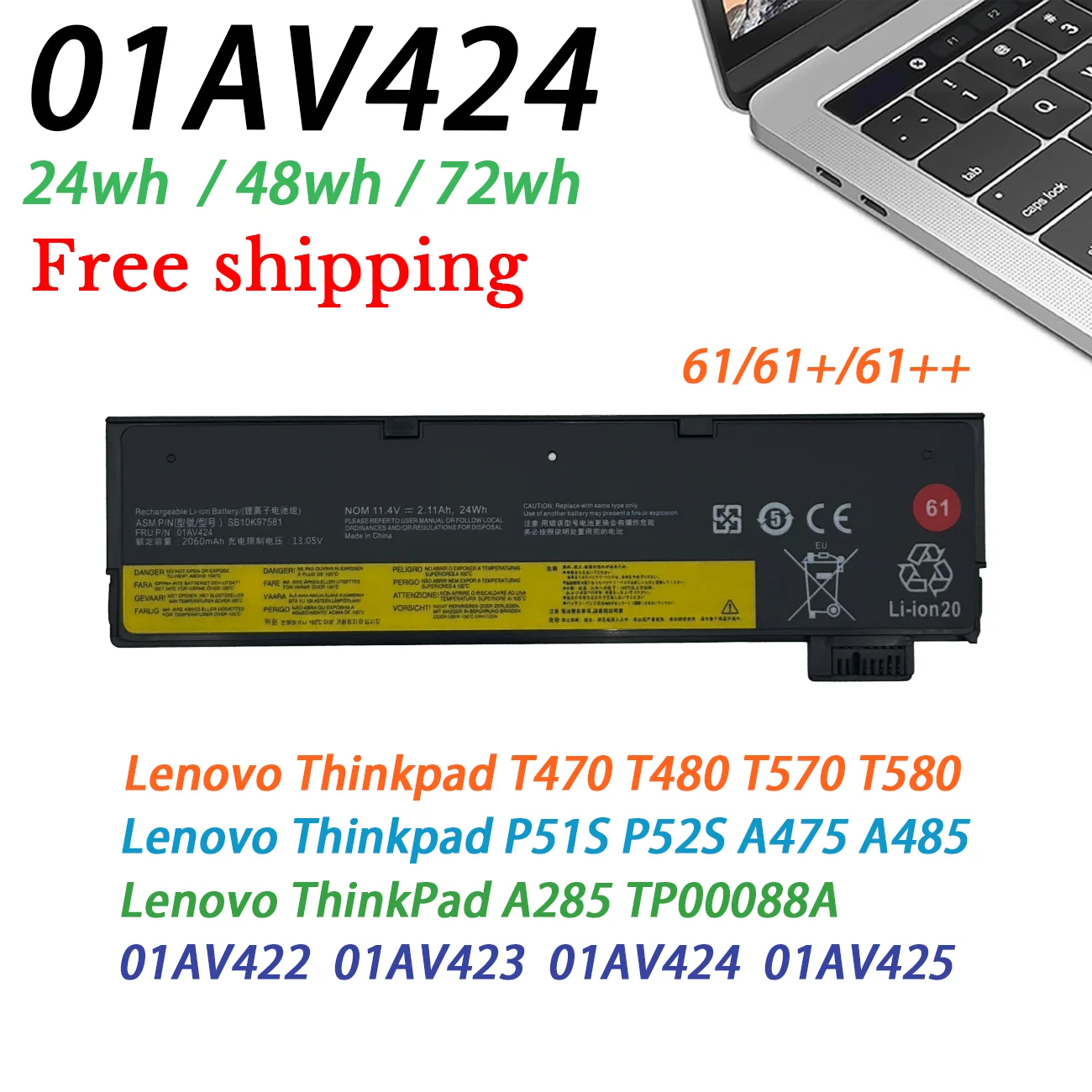 10-8V-6600mAh-01AV423-01AV424-SB10K97580-Laptop-Battery-For-Lenovo ...