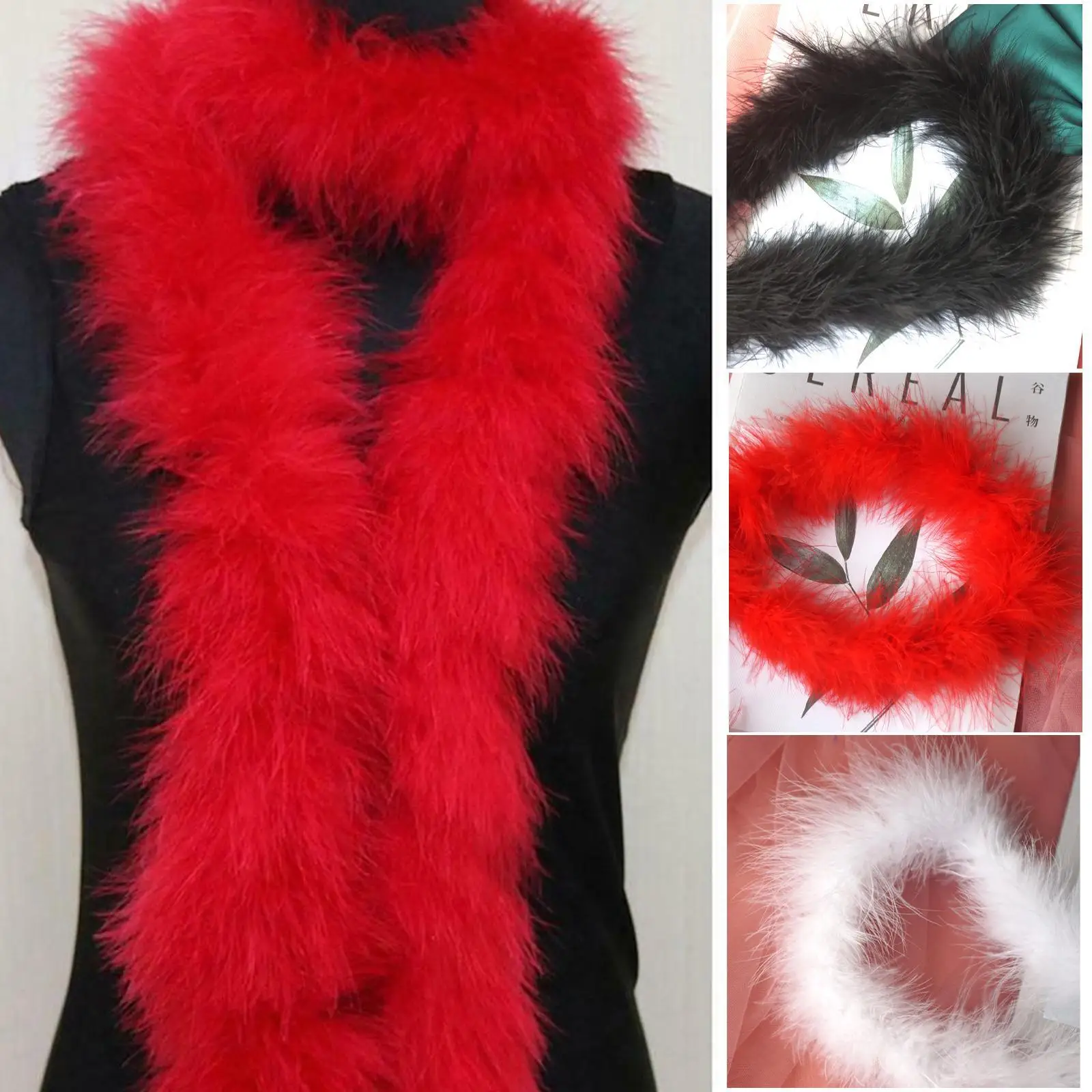2m-Christmas-Tree-Feather-Boa-Strip-Christmas-White-Red-Black-Ostrich ...