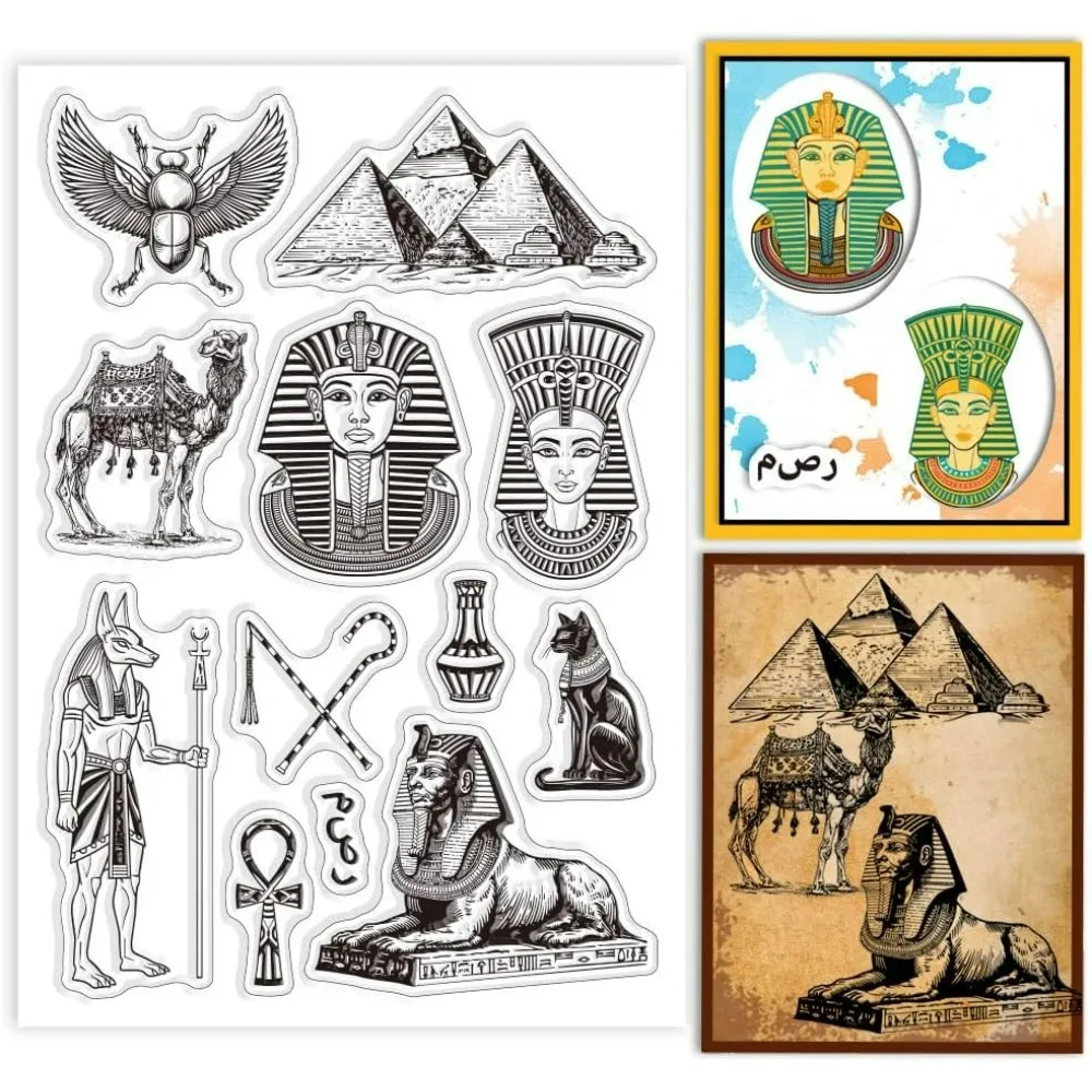 1pc Egypt Pyramids Clear Stamps Sphinx Camel Silicone Clear Stamp Seals ...