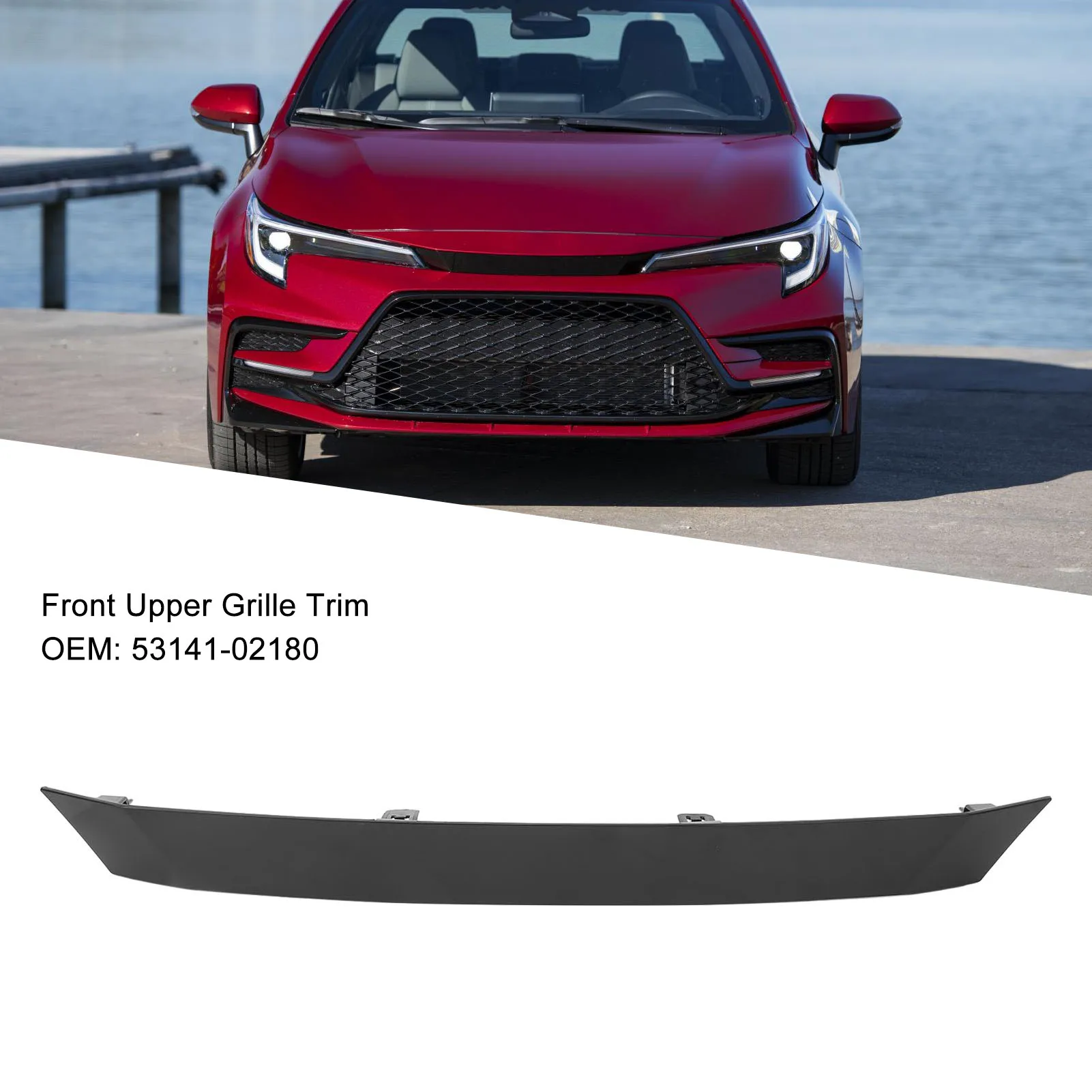 Front-Upper-Grille-Trim-Glossy-Black-Waterproof-53141-02180-Replacement ...