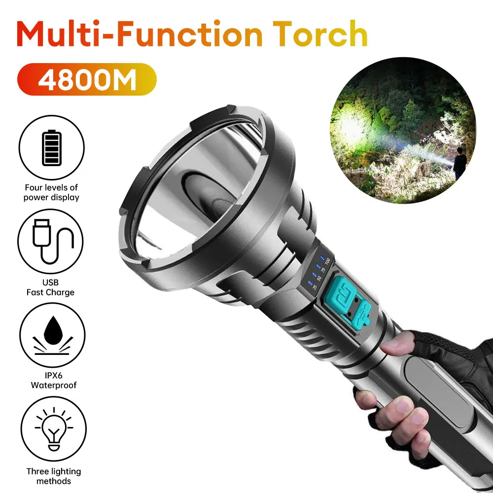120000LM-P700-High-Power-LED-Flashlight-Rechargeable-Tactical-Torch ...