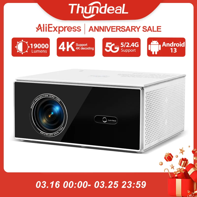 Proyector ThundeaL TDA7W Full HD 1080P Android WiFi 32G, Proyector 4K ...