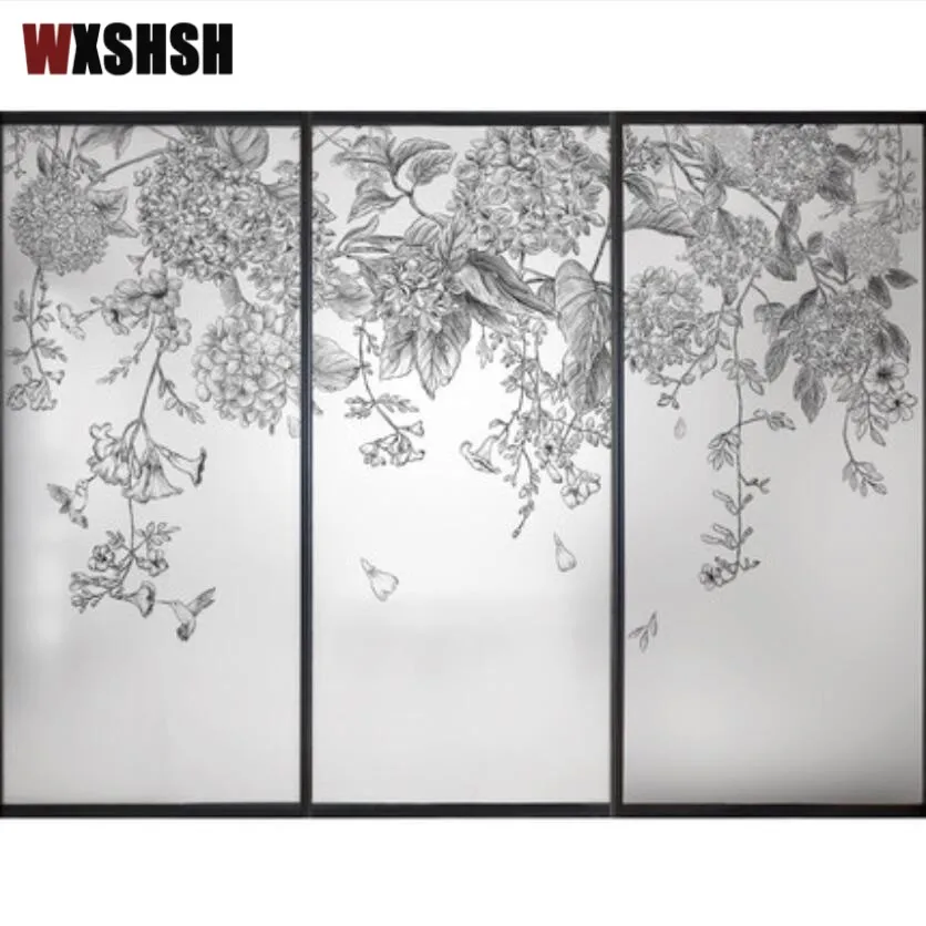 Electrostatic-Custom-Size-Window-Film-Hydrangea-Pattern-Private-Frosted ...