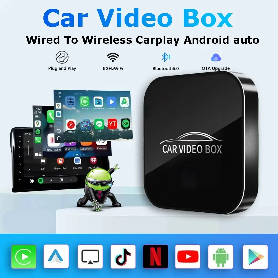 Android-12-New-Car-Video-Box-Carplay-Adapter-Wired-to-Wireless-Carplay ...