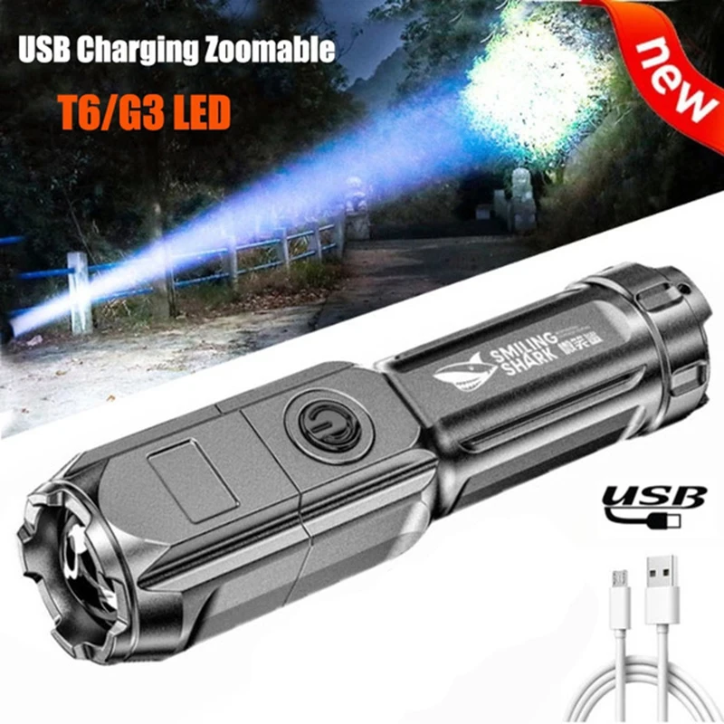 Multi-Function Ultra Bright Flashlights ABS Strong Light Focusing Flash ...