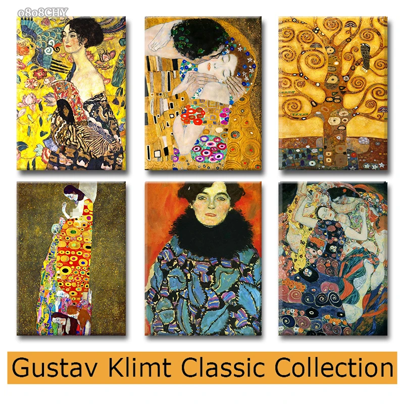 Gustav Klimt Classic Artworks Posters Abstract Portrait Art Canvas ...