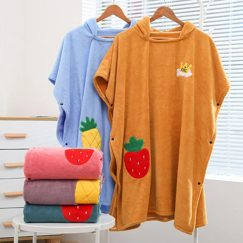 Large Strawberry Hooded BathrobeToweling Terry Robe Unisex lovers Soft ...