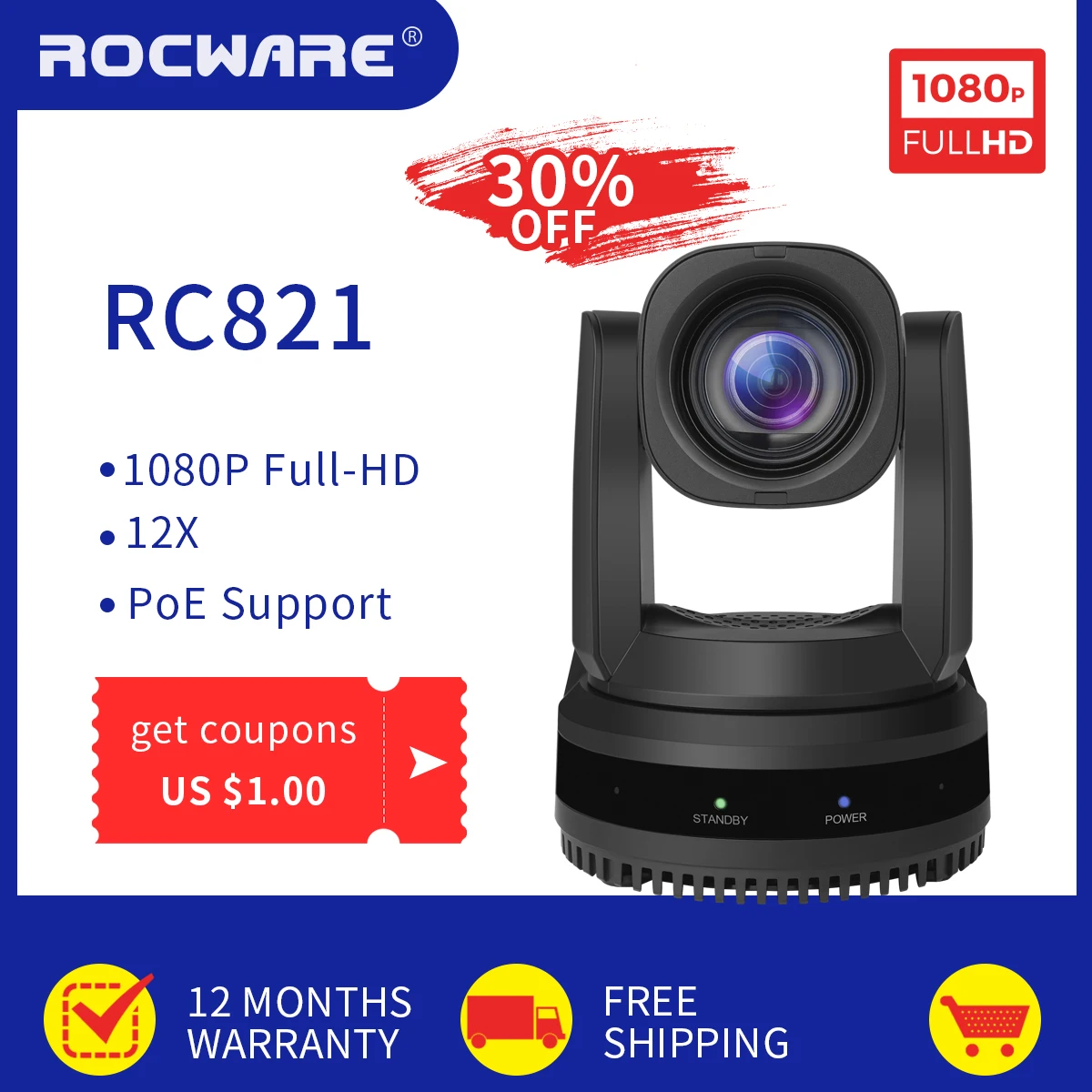 ROCWARE-RC821-1080P-Full-HD-Video-Conference-PTZ-Camera-60FPS-HDMI-SDI ...