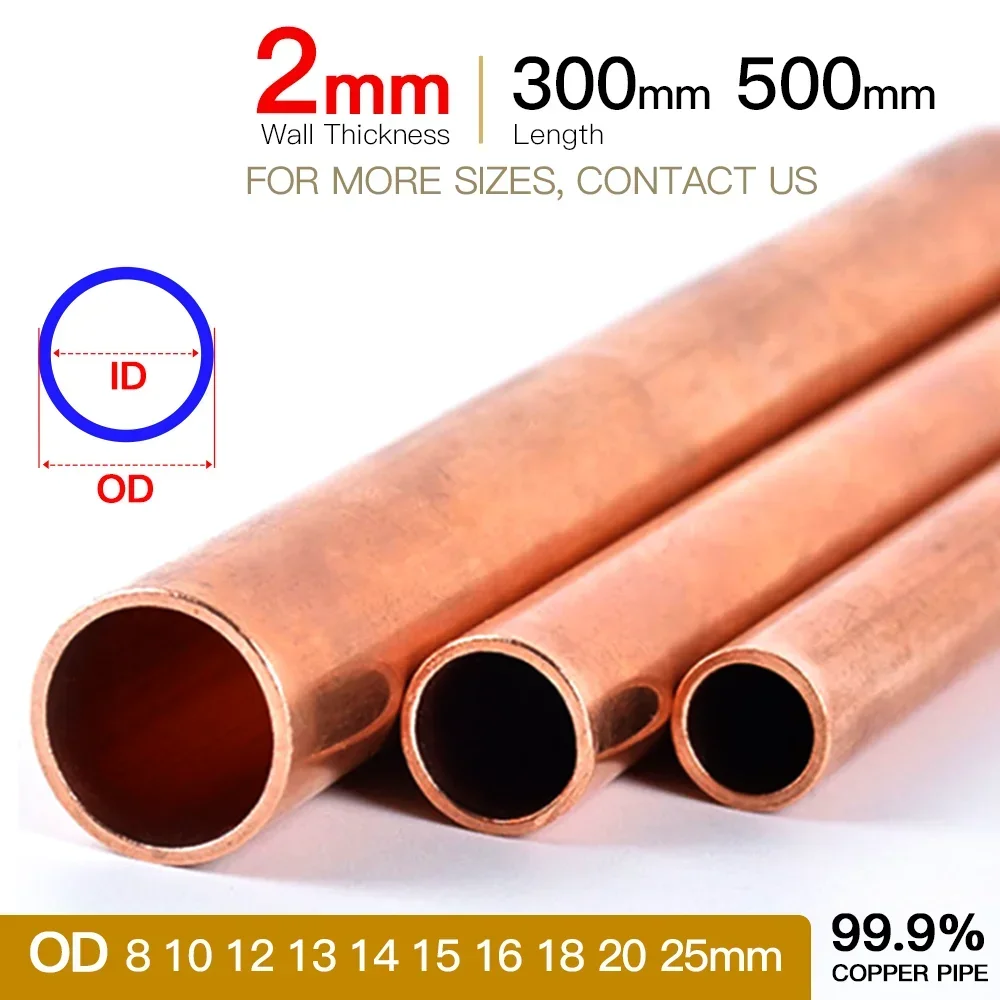 Copper-pipe-2mm-wall-thickness-8-25mm-OD-Hollow-tubule-300mm-500mm ...
