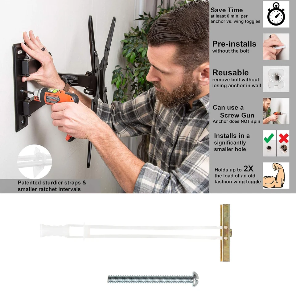 Wall Anchors GHOJET 12/20Pcs Drywall Anchor And Bolt Kit Heavy Duty ...
