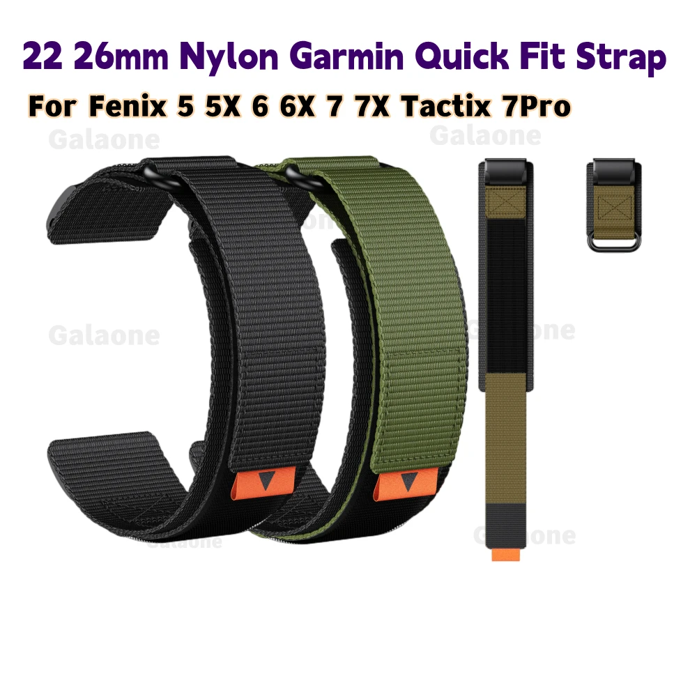 22-26mm-Garmin-Nylon-armband-f-r-Fenix5plus-6pro-7-Instinkt-Schnell ...