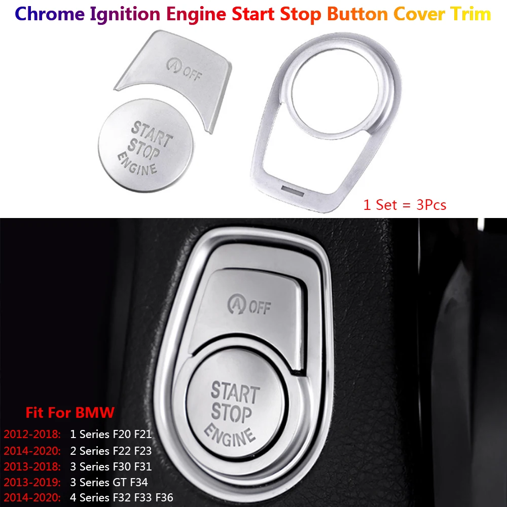 3-x-Chrome-Car-Ignition-Engine-Start-Stop-Button-Cover-Trim-For-BMW-1-2 ...