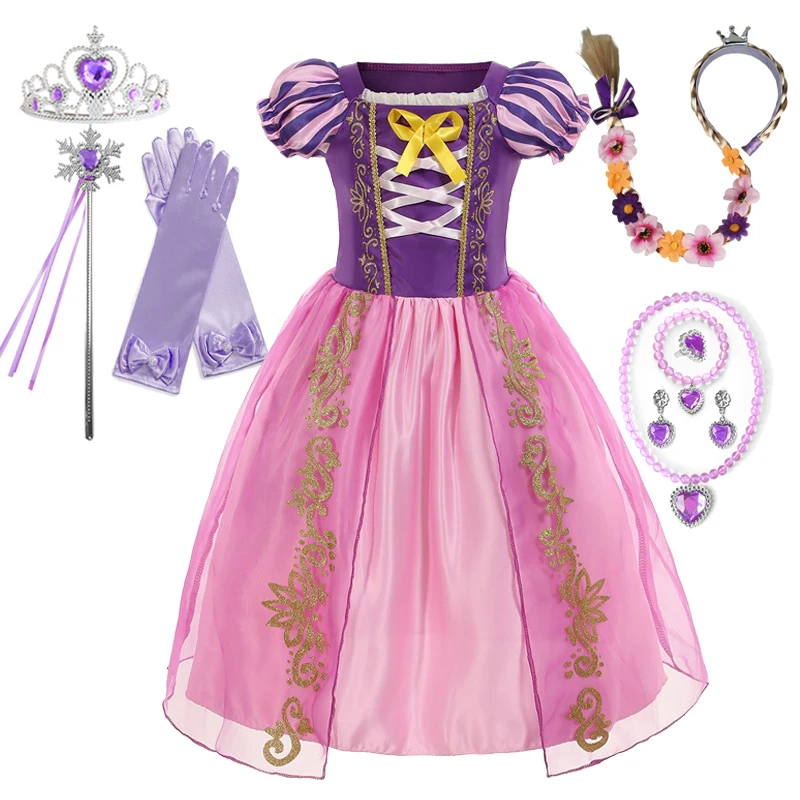 Disney Girl Rapunzel Dress Kids Tangled Disguise Carnival Girls ...