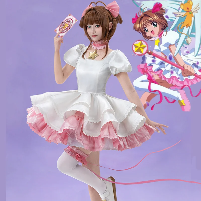 Disfraz-de-Anime-Cardcaptor-Sakura-Kinomoto-Sakura-rosa-blanco-vestido ...