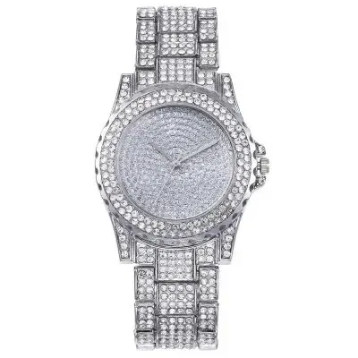 Ladies-Watch-Diamond-embedded-Stainless-Steel-Strap-Crystal-Alloy-Three ...