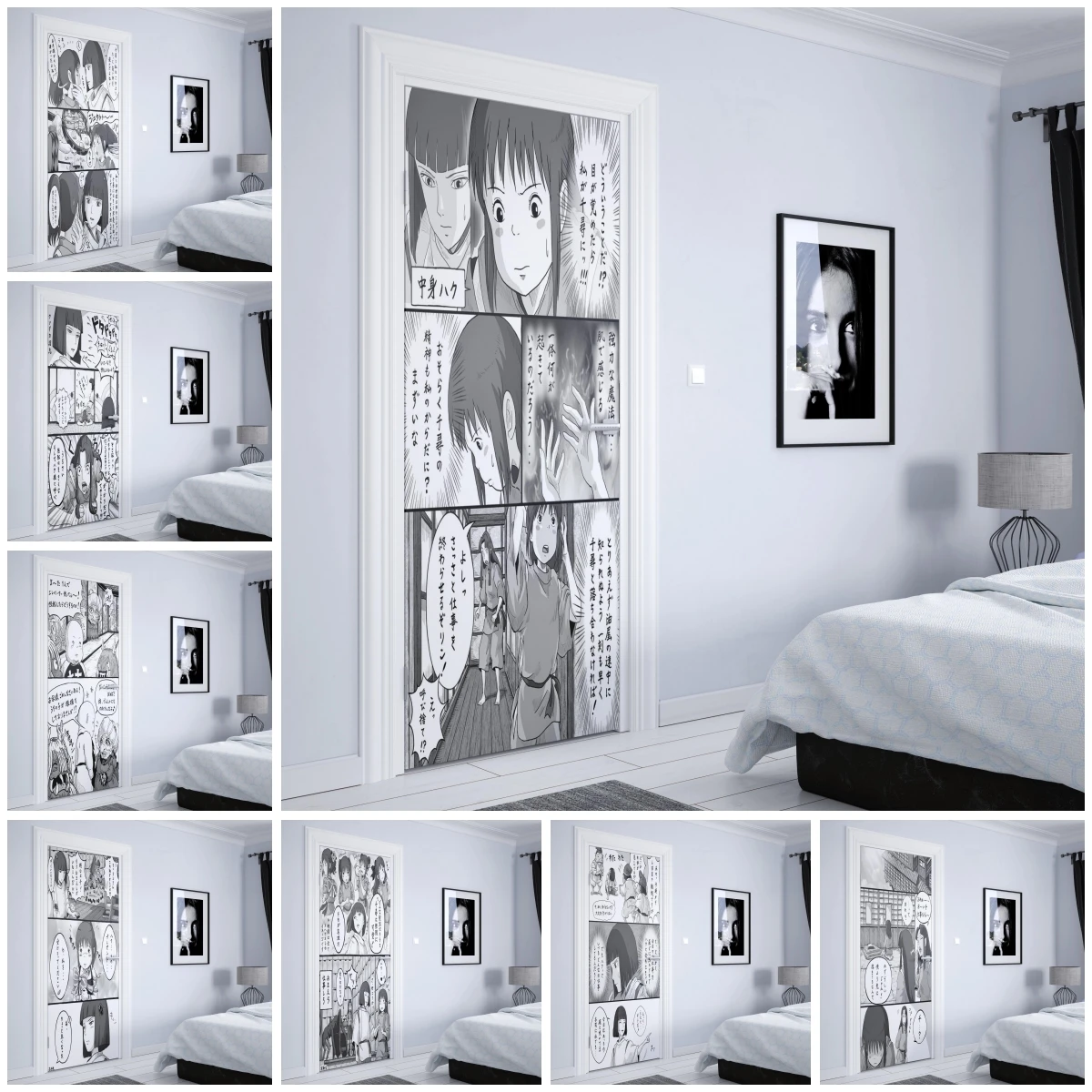 Spirited Away anime manga illustration pvc polyethylene door sticker ...