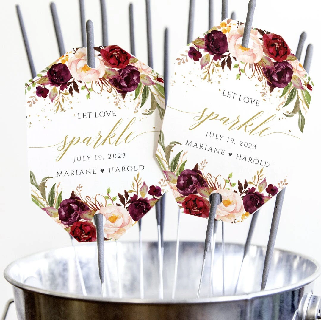100 Pcs Personalised Wedding Firework Tags, Sparkler /glow Stick Tags ...