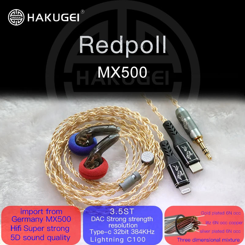HAKUGEI-Redpoll-Auricular-interno-MX500-de-alta-gama-de-15mm-3-5mm-Tipo ...