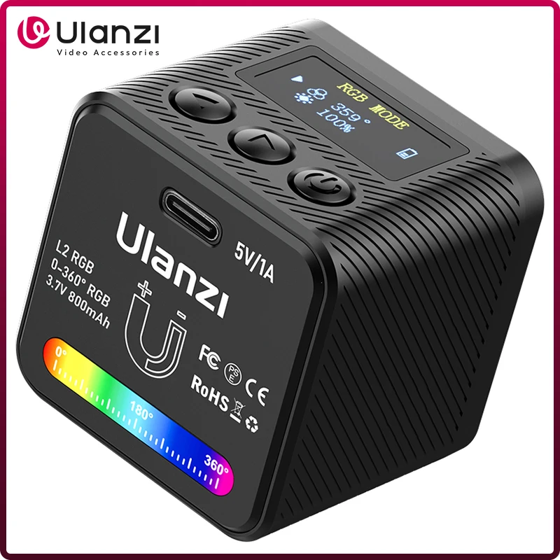 Ulanzi-L2-RGB-Mini-COB-Video-Camera-Light-Dimmable-360-Full-Color-Light ...