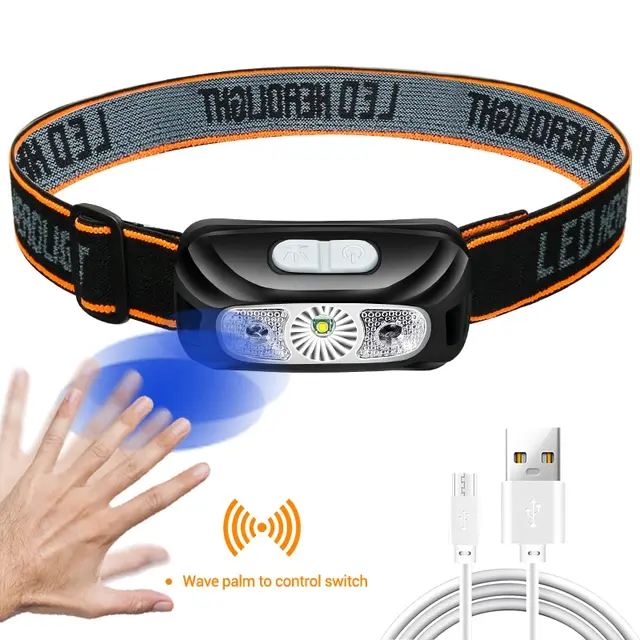 Mini Rechargeable Powerful Sensor Headlamp Fishing Camping USB Head ...